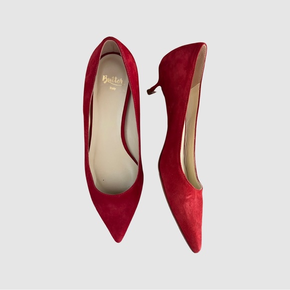 butter LONDON | Shoes | Butter London Red Suede Kitten Heel Pointed Toe ...